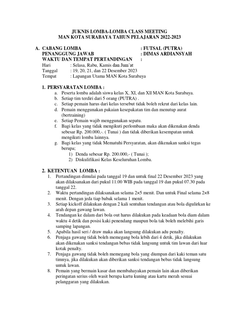 Juknis Classmeet 2023 | PDF