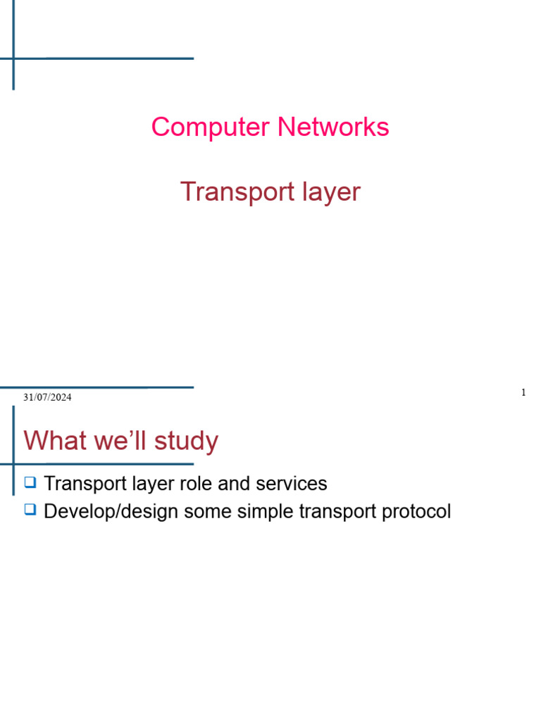 Lec 05 Transport Layer | PDF | Port (Computer Networking) | Internet Protocols