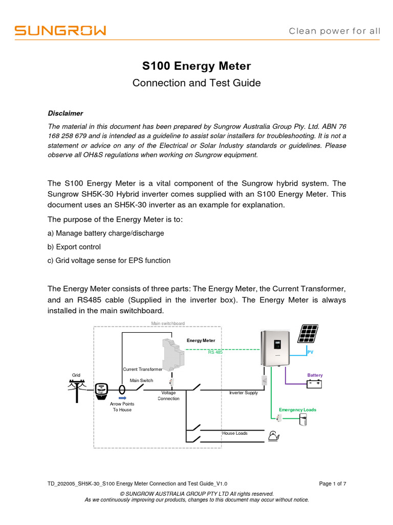 TD - 202005 - SH5K-30 - S100 Energy Meter Connection and Test Guide ...