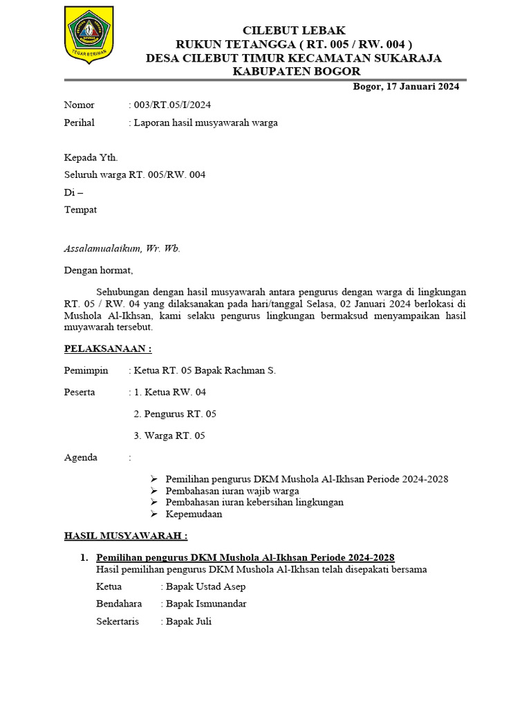 Notulen Musyawarah | PDF