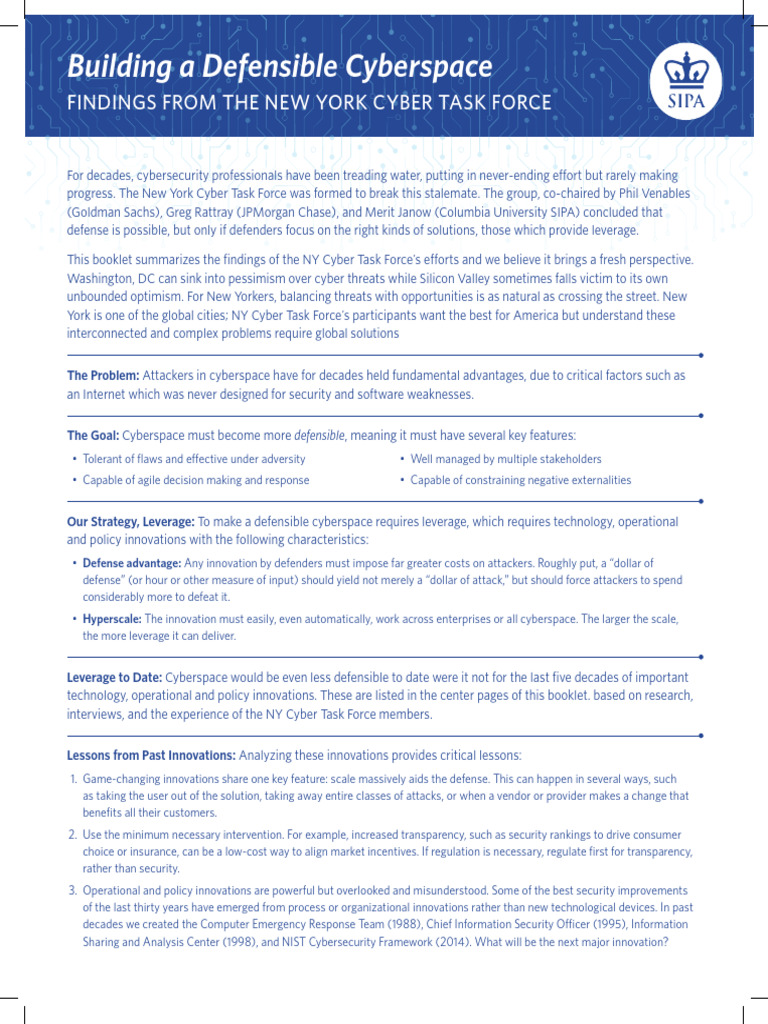 Building a Defensible Cyberspace | PDF | Computer Security | Security