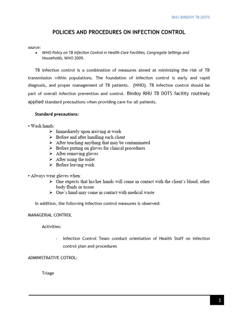 TB Infection Control Guidelines | PDF | Infection | Tuberculosis