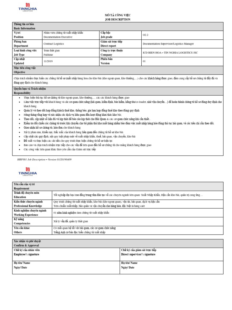 Job Description - CL - Documentation Executive - 2019 11 | PDF