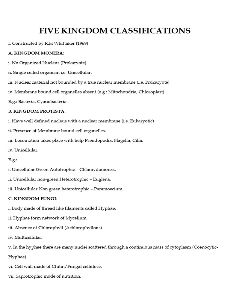 Five Kingdom Classifications | PDF | Leaf | Seed