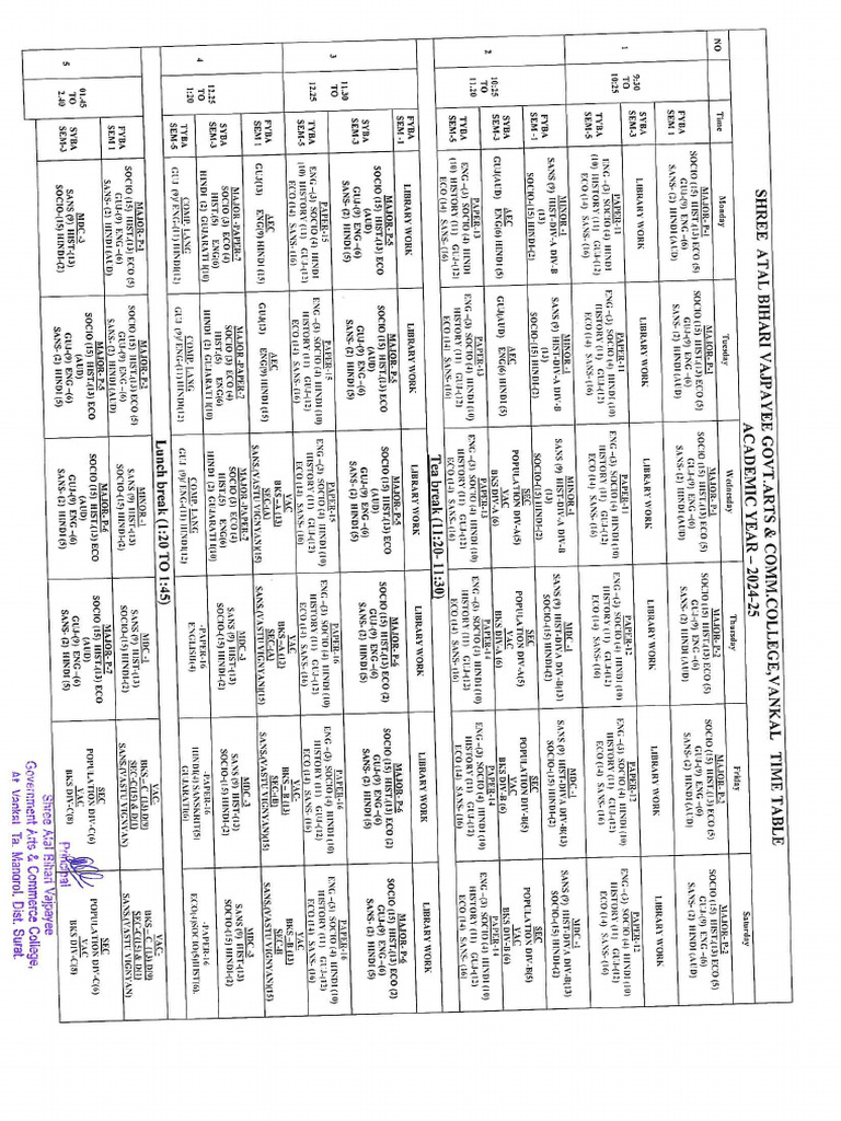 Time Table 24-25 | PDF