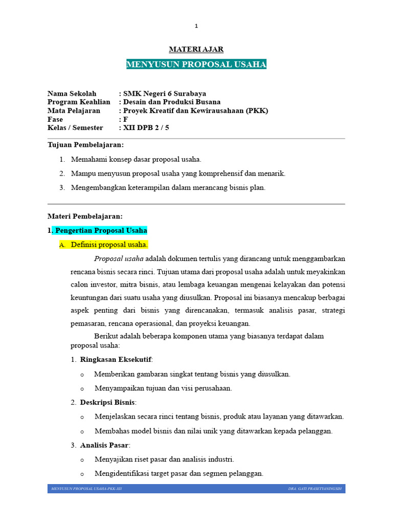 Menyusun Proposal Usaha | PDF