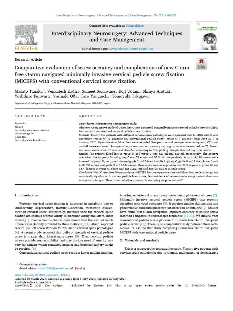 Comparative Evaluation of Screw Accuracy and Complications of - 2021 ...