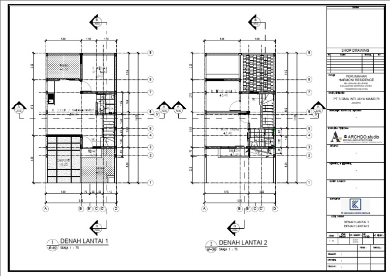 Denah Lantai 1 Denah Lantai 2: Shop Drawing | PDF