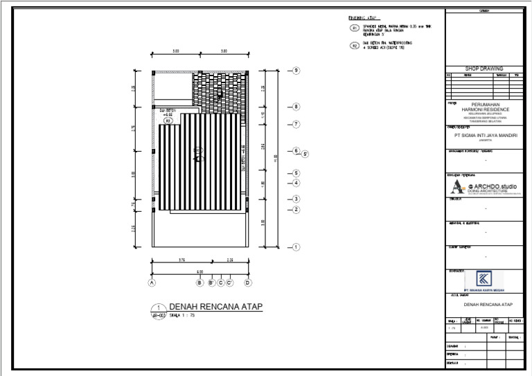 Denah Rencana Atap: Shop Drawing | PDF