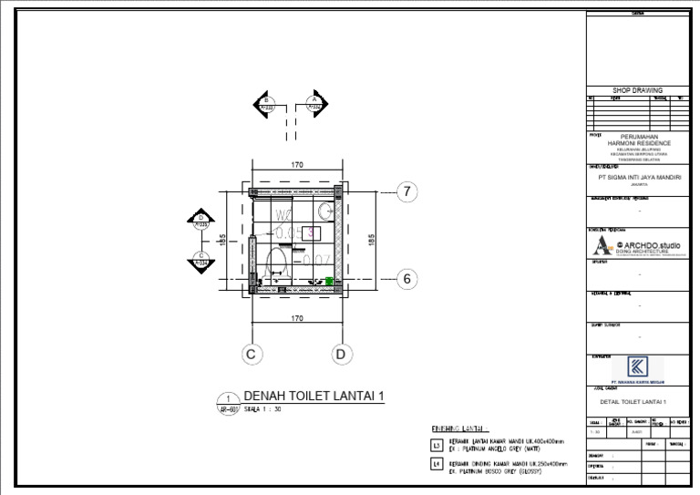 Denah Toilet Lantai 1: Shop Drawing | PDF
