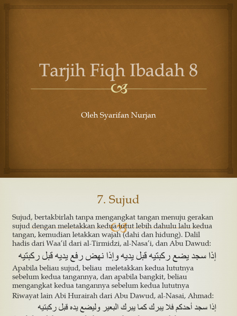 Tarjih Fiqh Ibadah 8, Sujud Dan Iftirash Wa Tawarruk | PDF