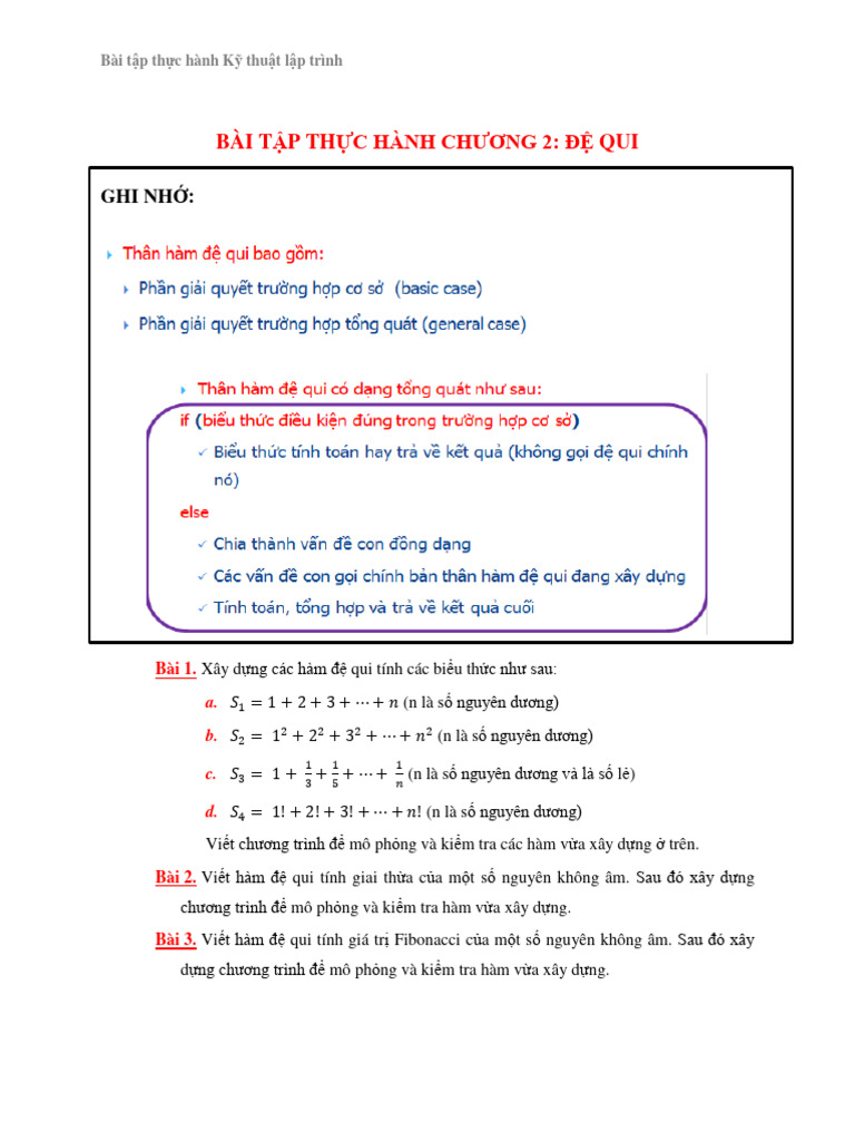 Ky Thuat Lap Trinh - Slides - Practices-Chapter-2 | PDF