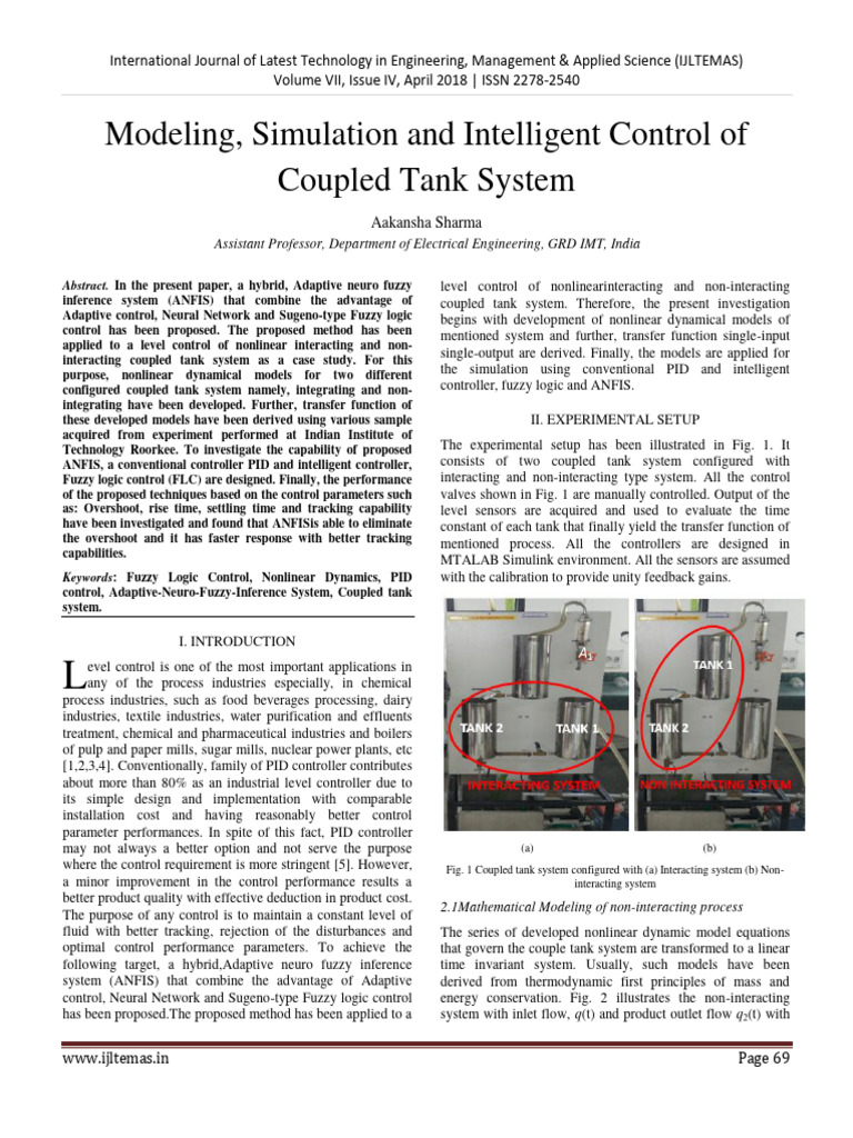 Couples Tank | PDF | Control Theory | Applied Mathematics