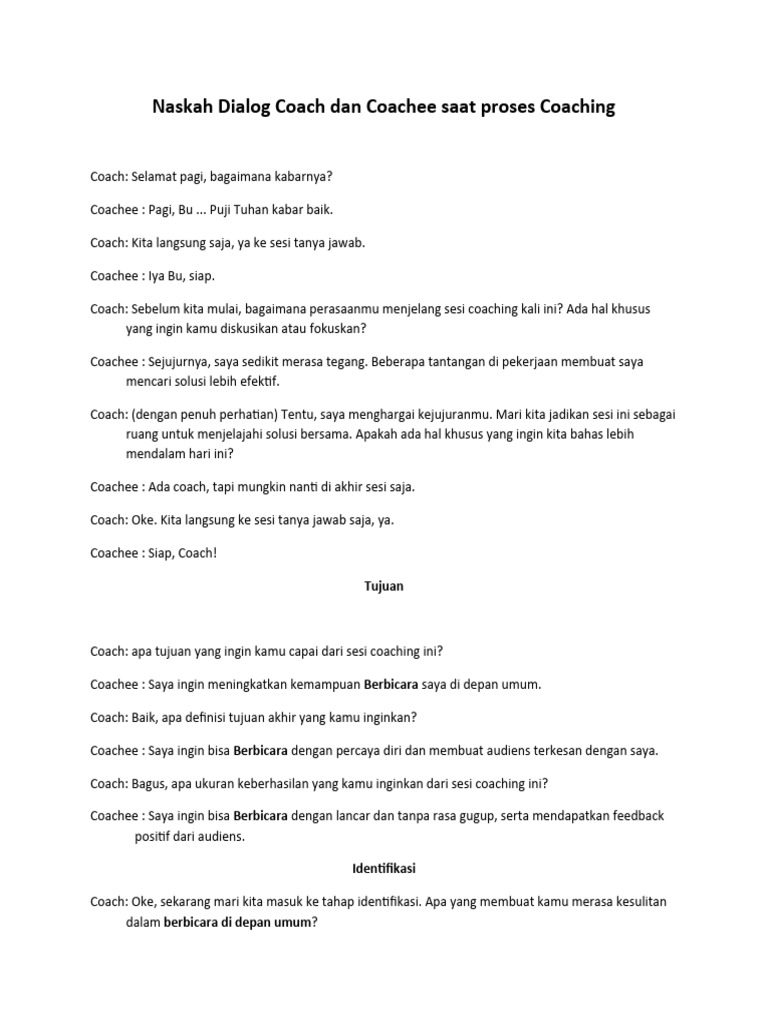 Dialog Coaching untuk Peningkatan Presentasi | PDF