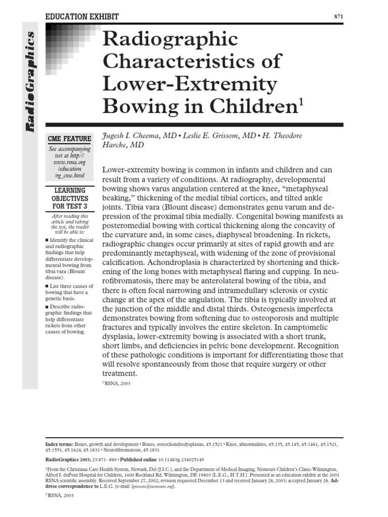 Cheema Et Al 2003 Radiographic Characteristics of Lower Extremity ...