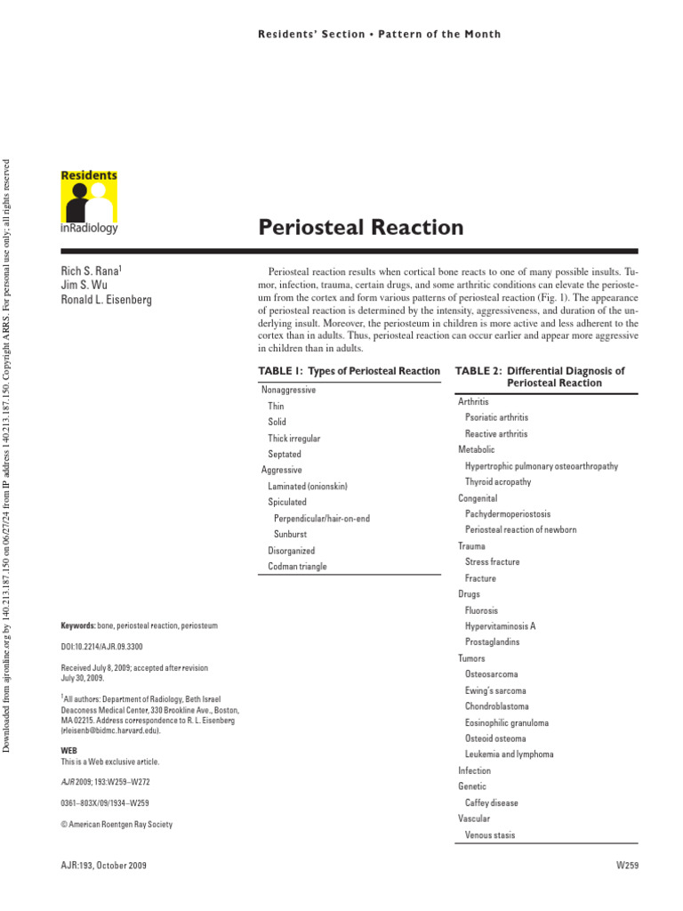 Understanding Periosteal Reaction Types | PDF | Bone | Sarcoma