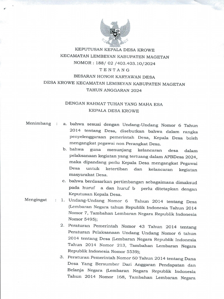 SK - Karyawan Desa Modin | PDF