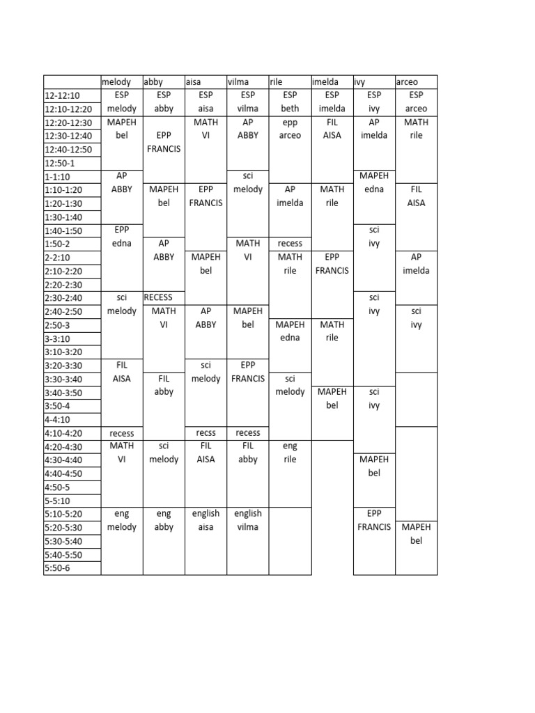 Class Schedule | PDF | Art