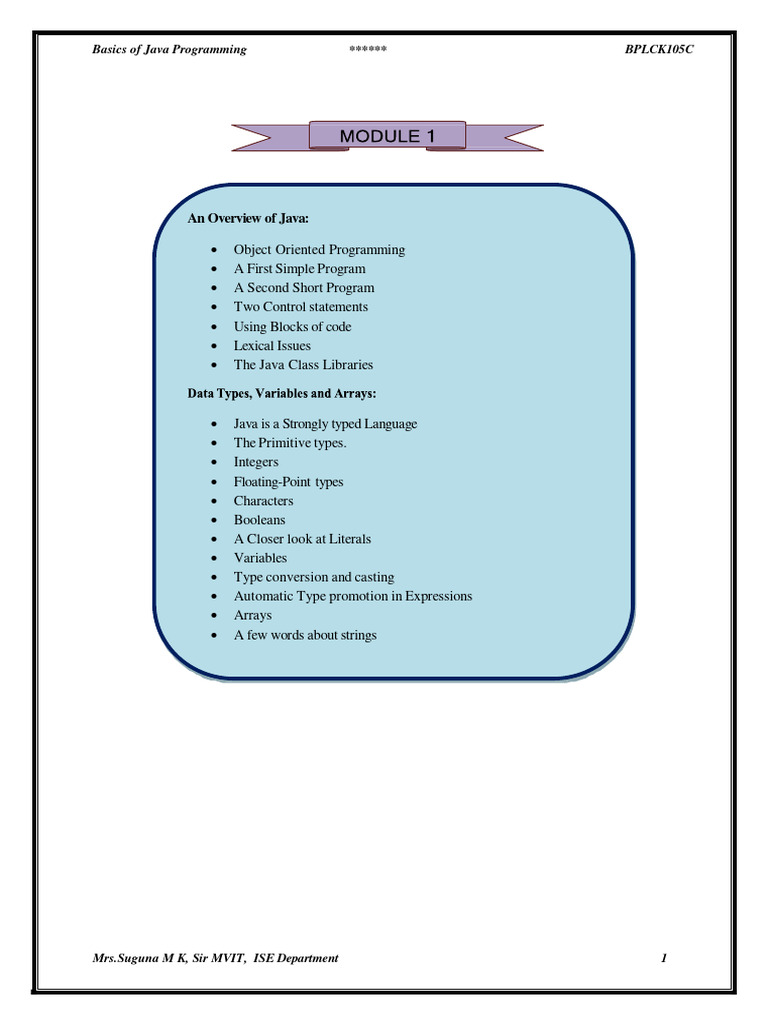 JAVA Mod1 | PDF | Data Type | Class (Computer Programming)