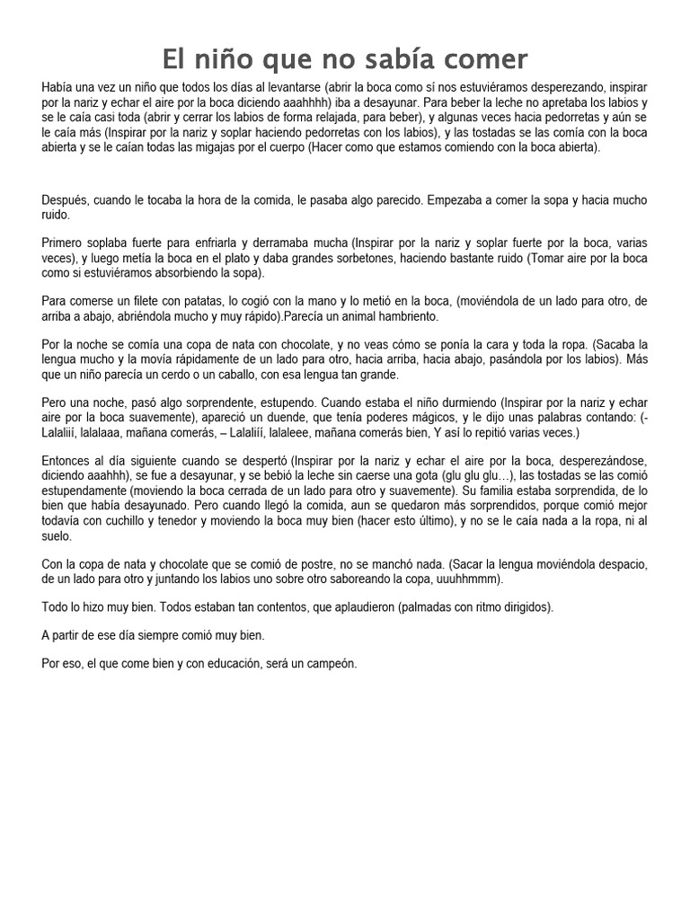 El Niño Que No Sabía Cuento | PDF