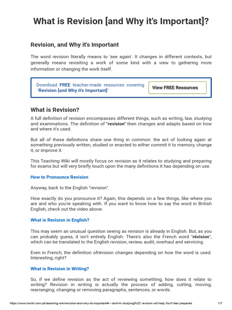 What Is Revision, and Why Is It Important - Define Revision | PDF ...