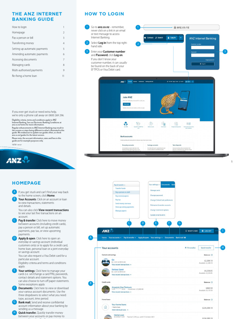 ANZ Internet Banking Login Guide | PDF | Debit Card | Payments