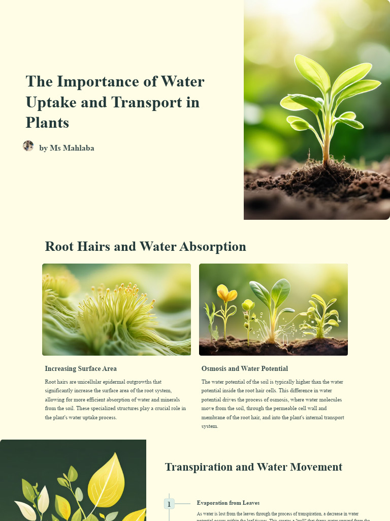 The Importance of Water Uptake and Transport in Plants | PDF | Osmosis ...
