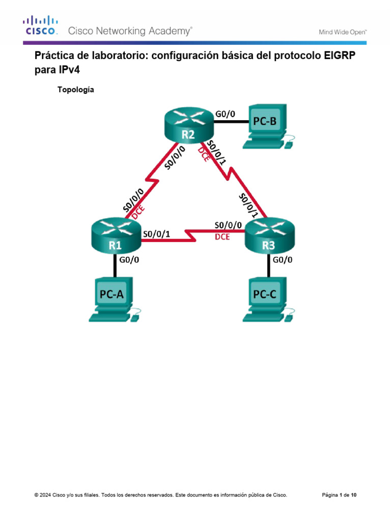 6.2.2.5 Lab - Configuring Basic EIGRP For IPv4 | PDF | Enrutador (Computación) | Internet