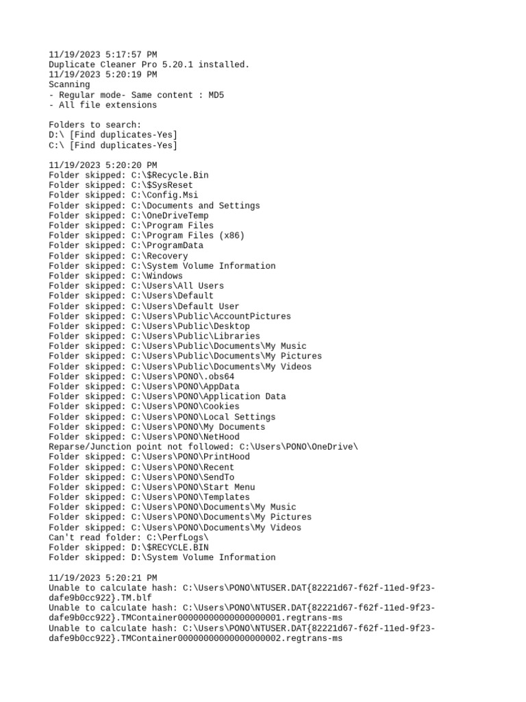 Duplicate Cleaner Log File | PDF | System Software | Computer Architecture