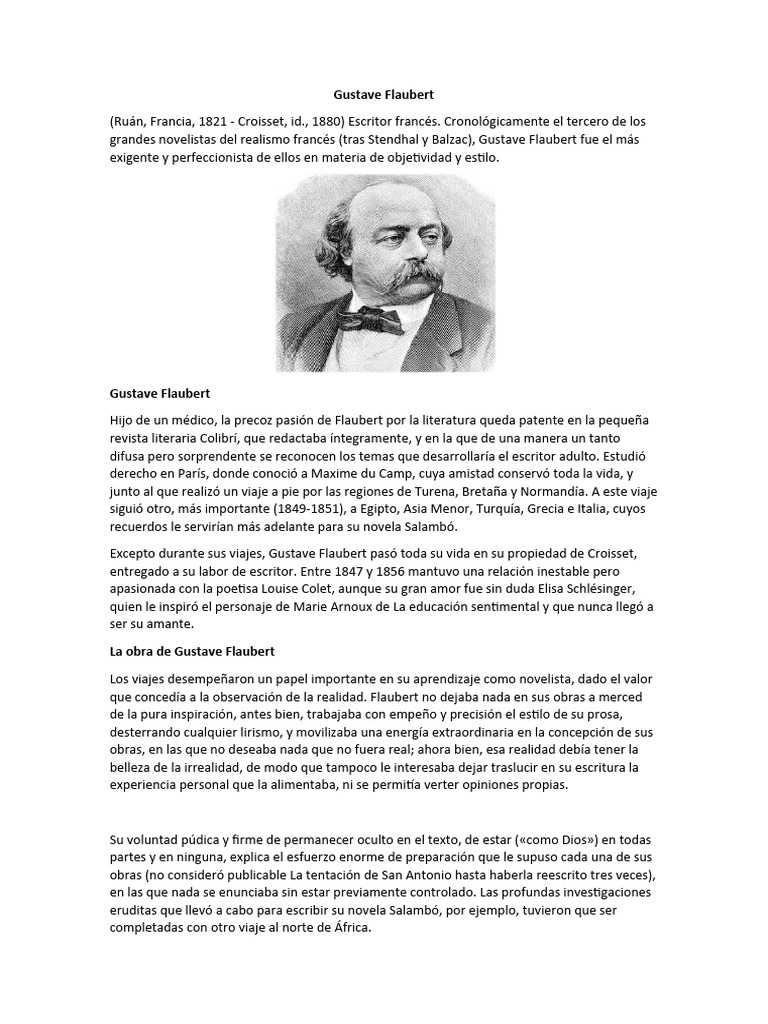 Gustave Flaubert: Maestro del Realismo | PDF | Gustave Flaubert