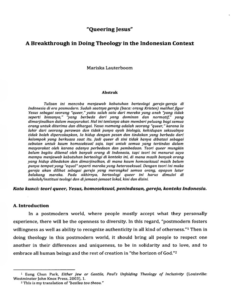 ART - Maiska Lauterboom - Queering Jesus - Fulltext | PDF | Christology | Jesus