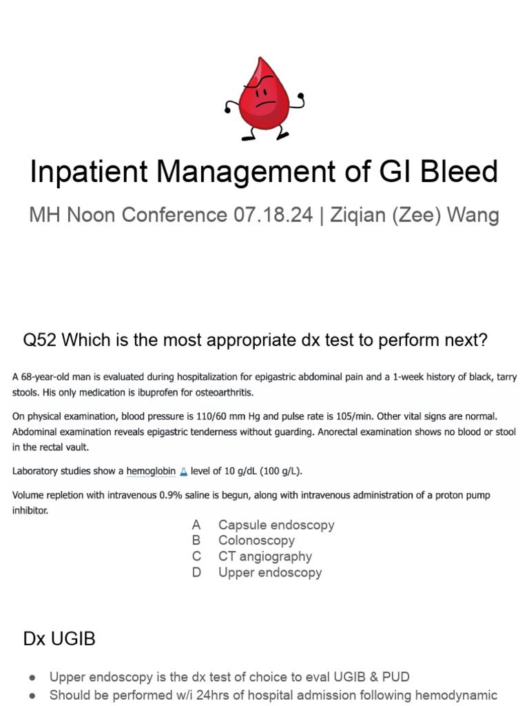 Inpatient Management of GI Bleed | PDF | Causes Of Death | Gastroenterology
