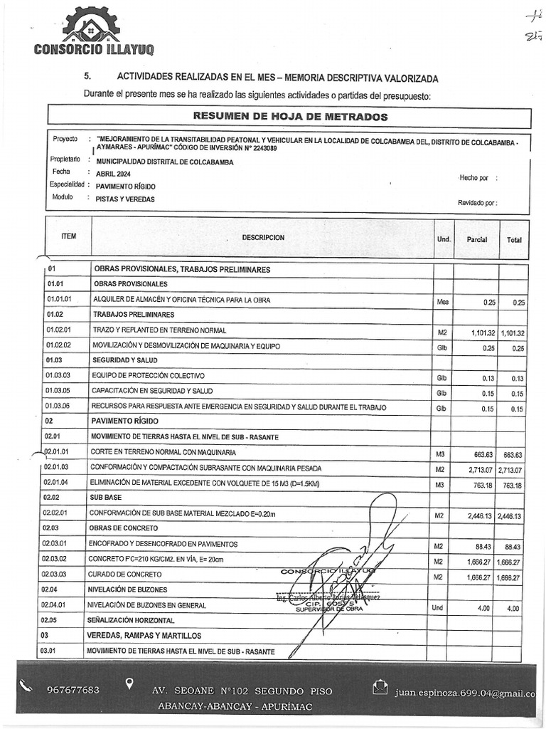 Metrados Val 03 - Supervision | PDF