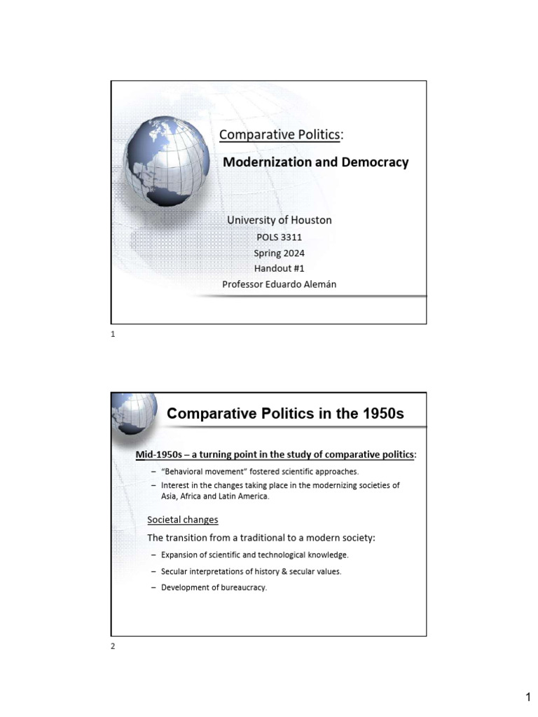 Cp Handout 1 Pdf Modernization Theory Democracy
