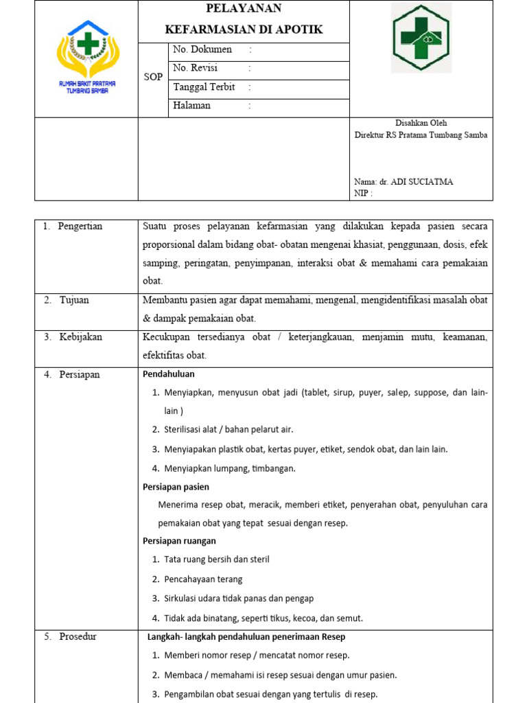 Sop Pelayanan Kefarmasian Di Apotek Pdf
