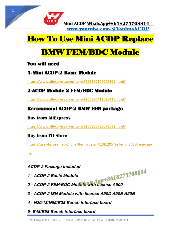 ACDP Remplace BMW FEMBDC Module教程 | PDF | Software | Computing