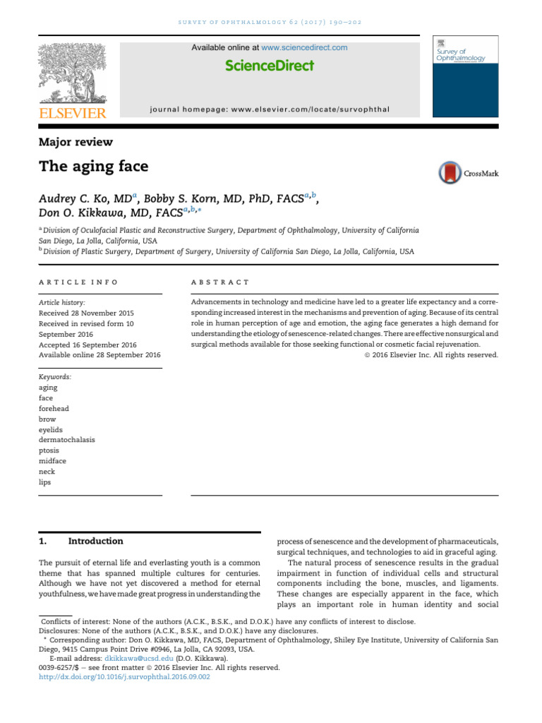 The Aging Face - 2017 - Survey of Ophthalmology | PDF | Botulinum Toxin ...