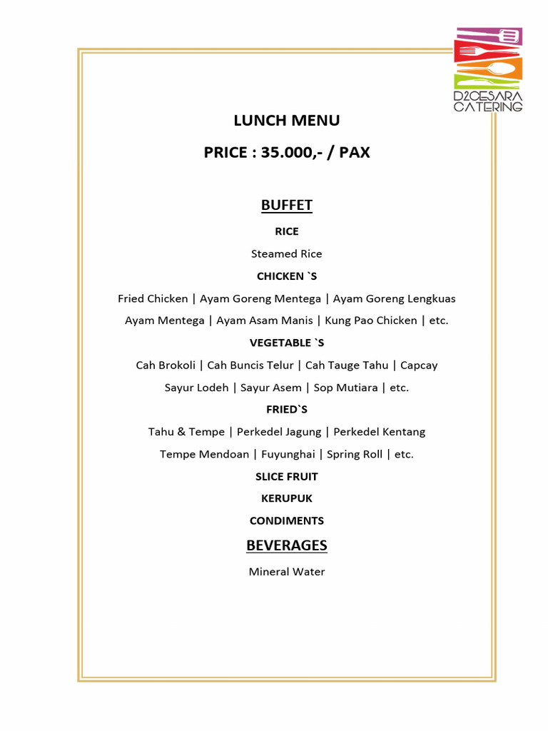 Lunch Menu | PDF | Cooking, Food & Wine