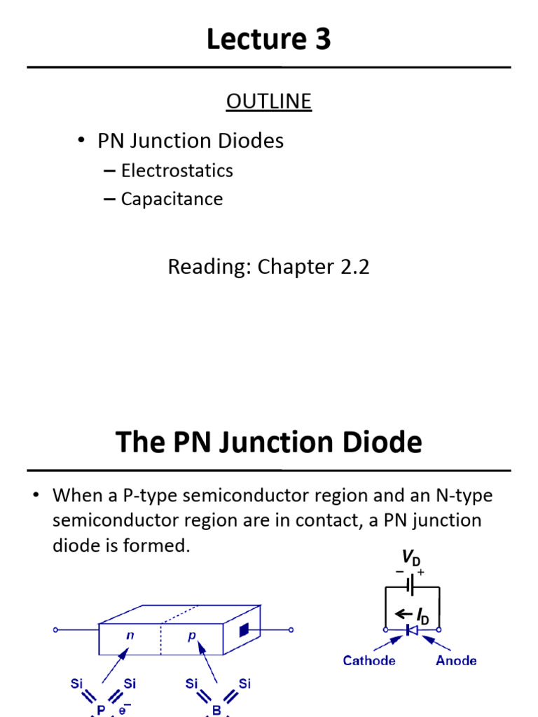 Ensc 325 Lecture 3 Pn Junction Diodes Pdf P N Junction Diode