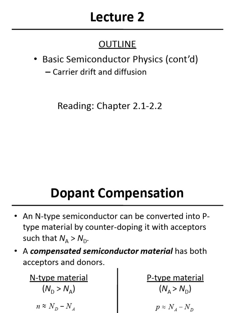 ENSC 325 - Lecture 2 - Basic Semiconductor Physics Continued | PDF | Semiconductors | Electrical ...