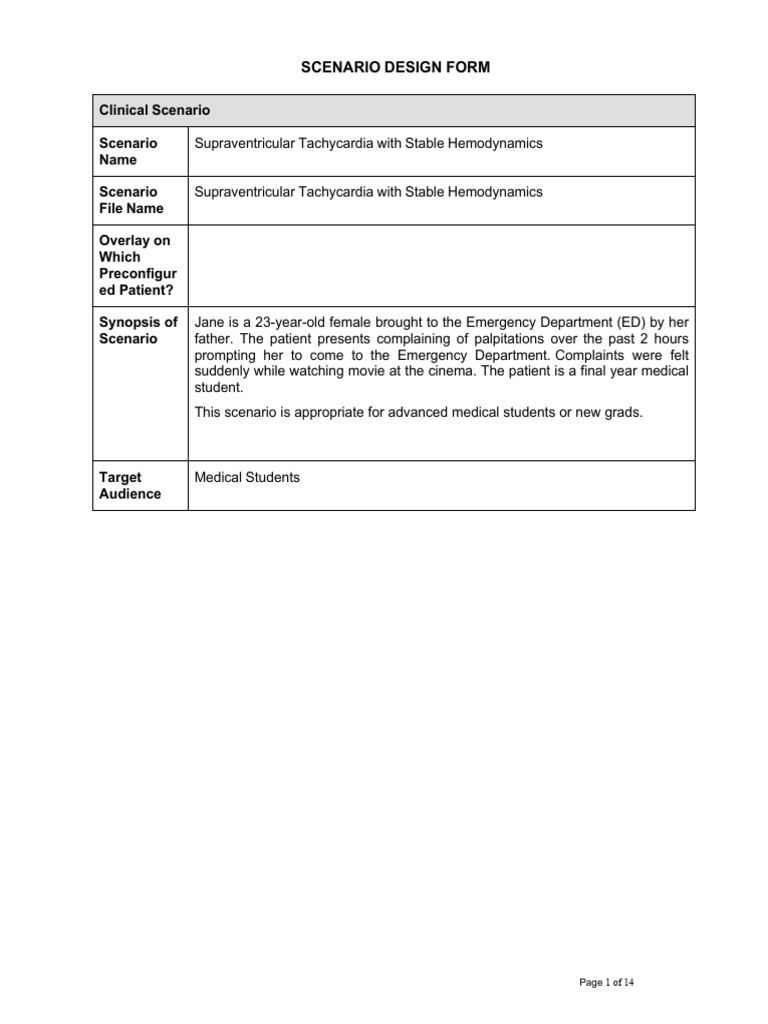 Simulation Supraventricular Tachycardia With Stable Hemodynamic | PDF ...
