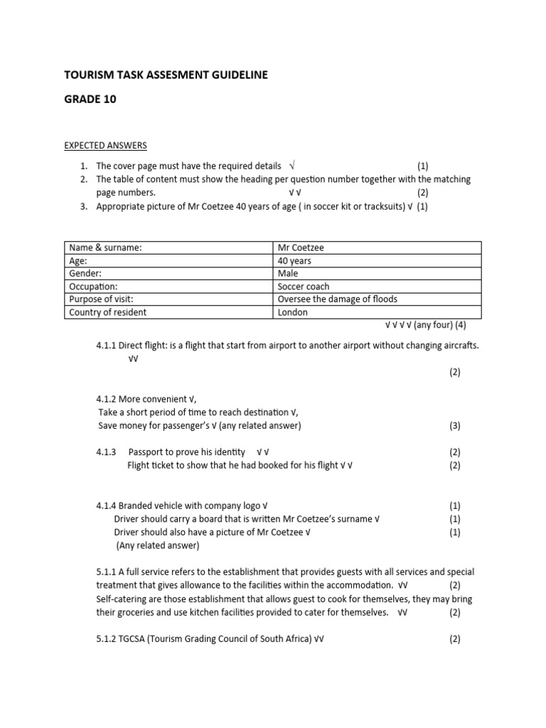 Tourism Task Assesment Guideline | PDF | Tourism | Transport