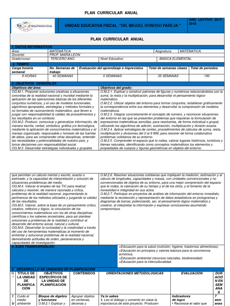 PCA-MATEMATICAS 3ro | PDF | Sustracción | Números