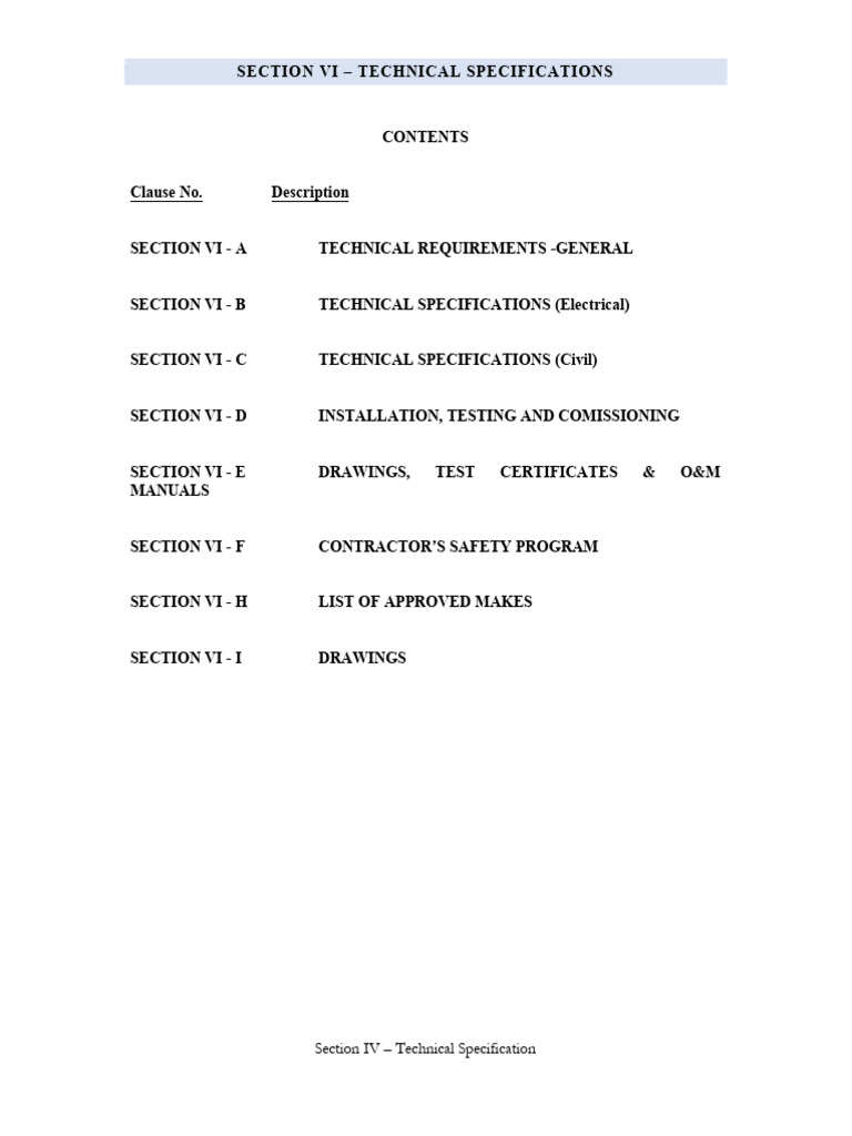 Section VI Technical Specification | PDF | Electrical Wiring | Screw