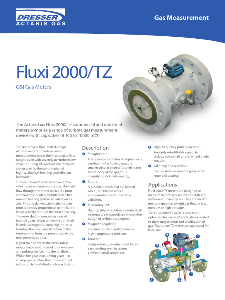 Actaris Fluxi 2000/TZ Gas Meters | PDF | Turbine | Gases