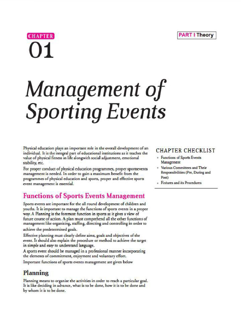 Management of Sporting Events | PDF