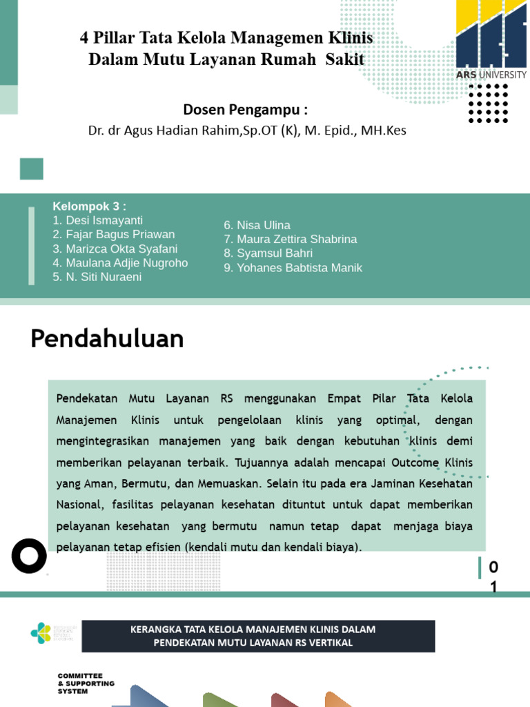 Kel 3 - 4 Pilar Tata Kelola Managemen Klinis. (Rev) | PDF