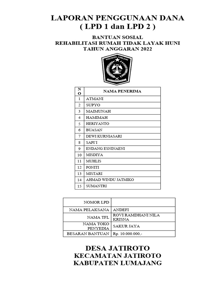 2022 - RTLH - FORMAT LPD 1 Updt141122 | PDF