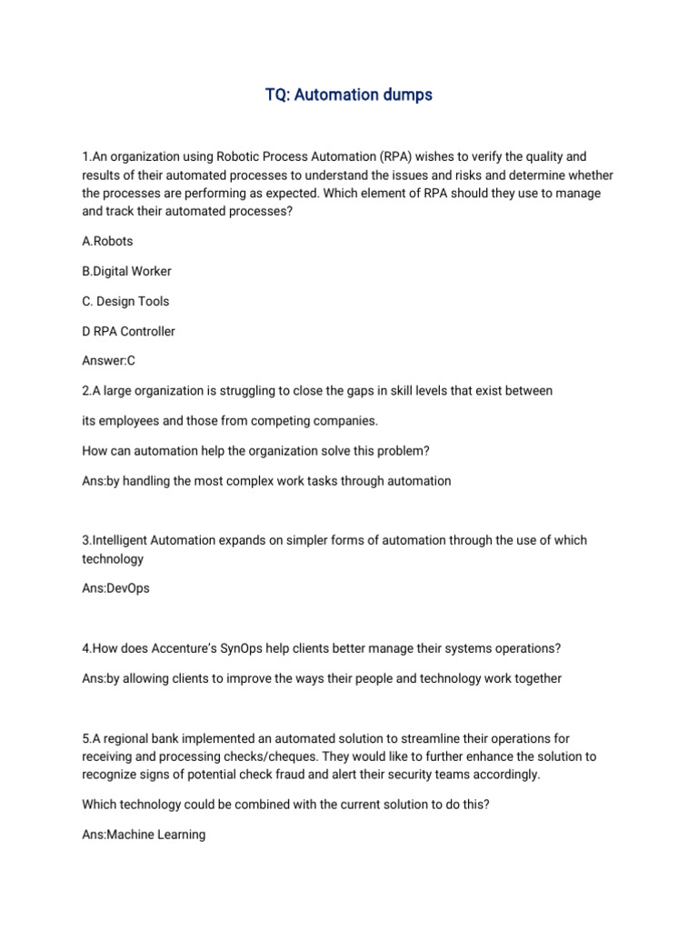 TQ - Automation | PDF | Automation | Information Technology Management