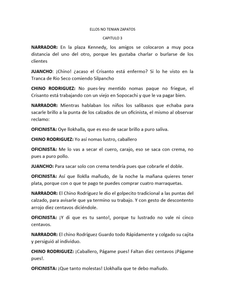 Resumen de "Ellos no tenían zapatos" Cap. 3 | PDF